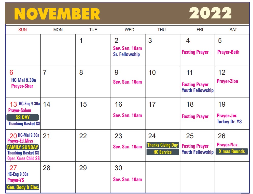 Worship Schedule and Events – Ascension